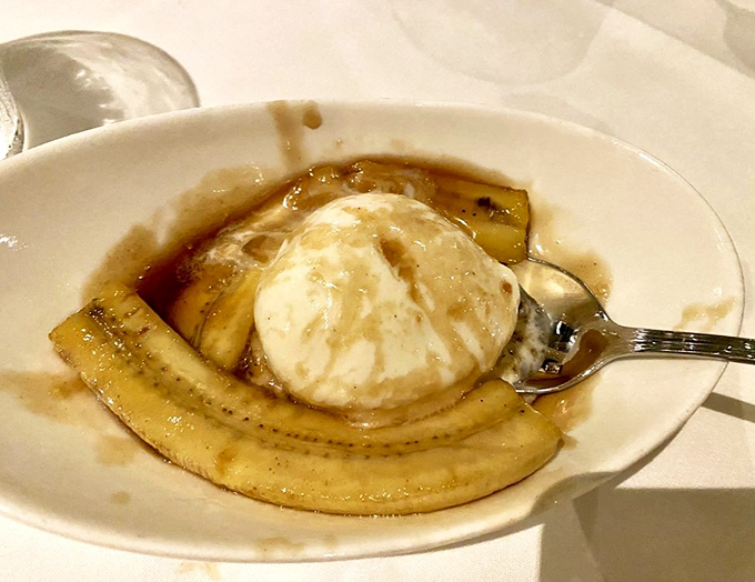 Bananas Foster in its birthplace&mdash;caramelized bananas swimming in their buttery, rum-spiked bath while vanilla ice cream slowly surrenders to the warmth.