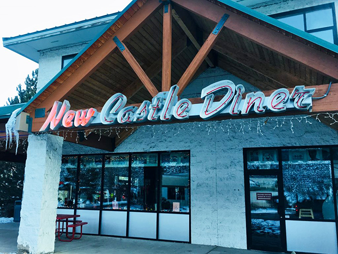 The New Castle Diner's neon sign promises that after all that history, you can still get a decent slice of pie and cup of coffee.