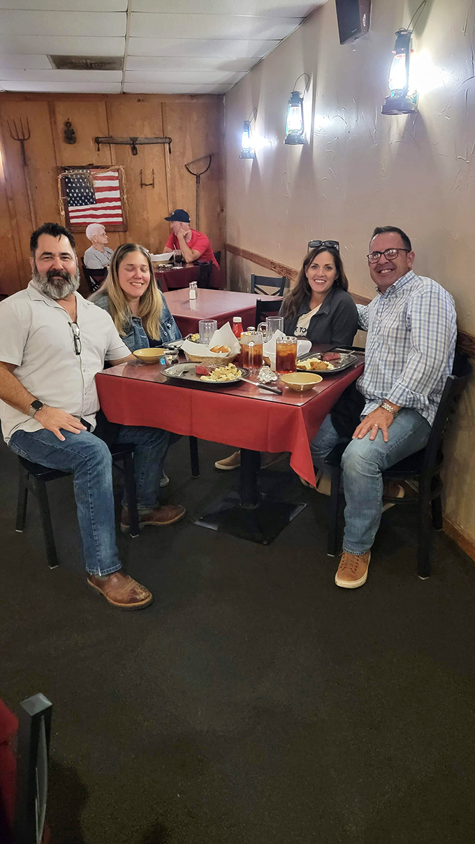 Happy diners with that unmistakable look of satisfaction&mdash;the universal expression of people who've just discovered their new favorite restaurant.