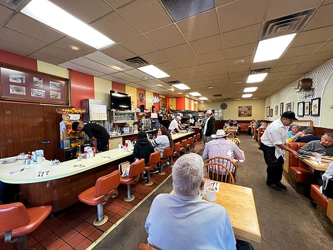 A dining room where strangers become neighbors over coffee refills. The true California melting pot happens over breakfast.
