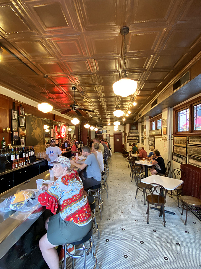 A dining room where time stands still. Under pressed tin ceilings, generations of Pittsburghers have discovered that happiness is served with tartar sauce.