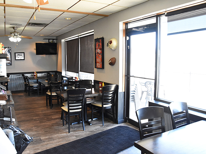 Natural light floods the dining area, illuminating conversations between old friends and new acquaintances united by their appreciation for honest food.