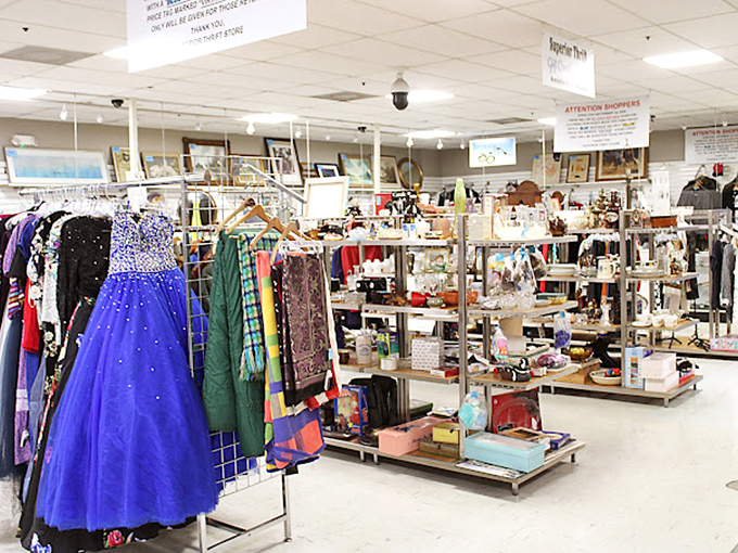 Formal wear that's been to one prom and ready for another. That sapphire gown could cost four figures in a boutique—here it's the price of a pizza night.