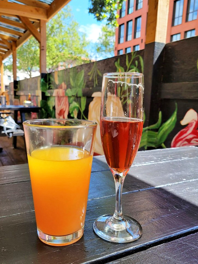 Brunch cocktails on the patio: because vitamin C tastes better wh