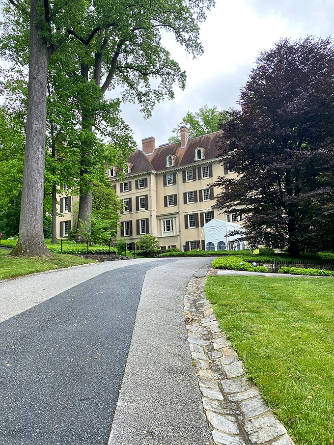 Approaching the main house feels like arriving at a destination worthy of Gatsby himself. The winding drive builds anticipation for the magnificent structure waiting to welcome you.