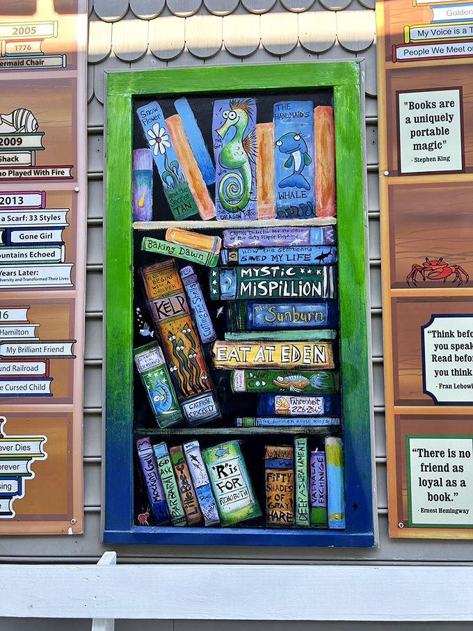 Literary art celebrates the joy of reading with whimsical painted spines. Books about books&mdash;the ultimate meta experience for true bibliophiles.