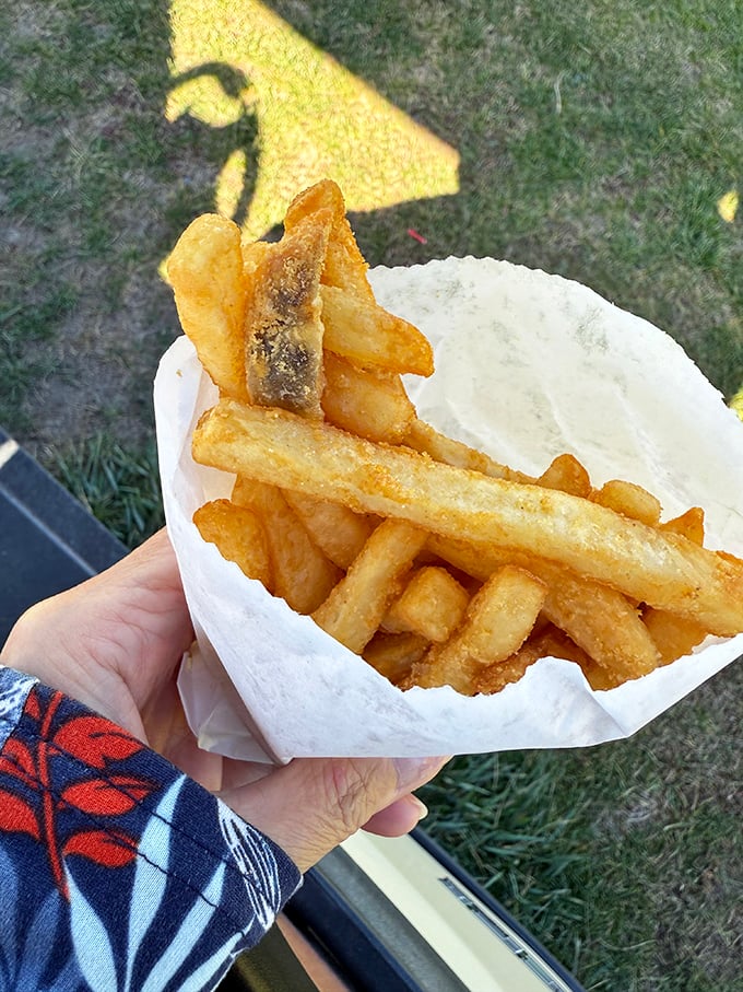 Golden, crispy fries &ndash; the supporting actors that deserve their own standing ovation in this New Mexican culinary production.