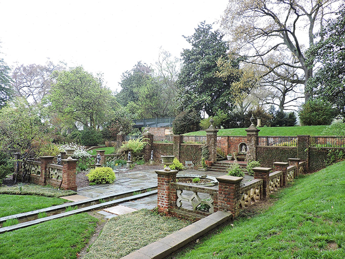The terraced gardens blend English formality with Virginia's natural beauty&mdash;a horticultural marriage as successful as the house itself.