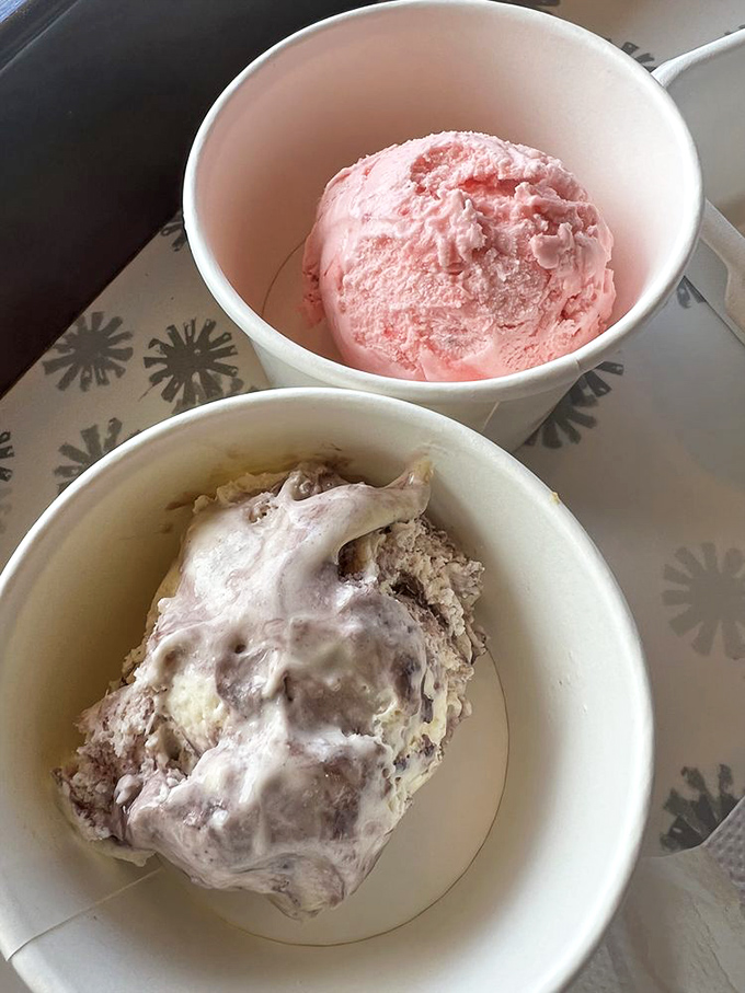 Two scoops of simple perfection, proving that Real Pie Company understands ice cream isn't just pie's sidekick - it's the superhero partner in the justice league of desserts.