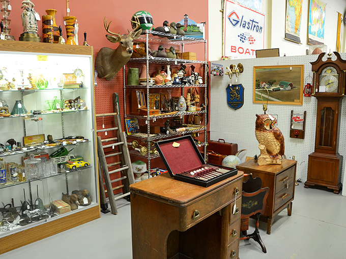 Wooden desks that once witnessed homework and letter-writing now stand ready for a second act in someone's home office.