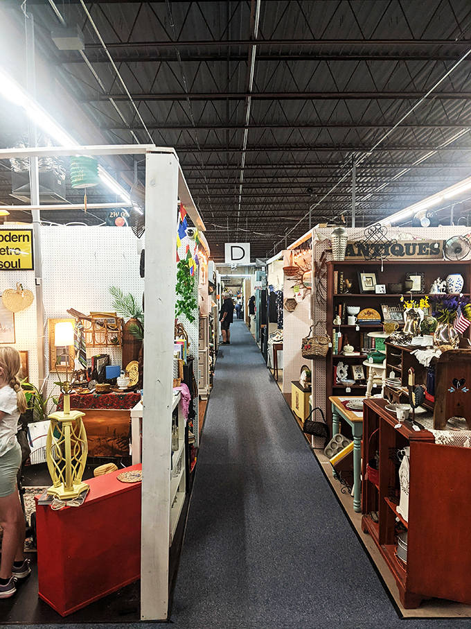 Booths create a neighborhood of nostalgia where every aisle offers a new decade to explore. It's like time-traveling without leaving Arkansas.