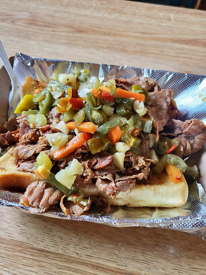 The Italian Beef sandwich brings Chicago street cred to Minneapolis, with giardiniera adding that essential vinegary crunch to tender beef.
