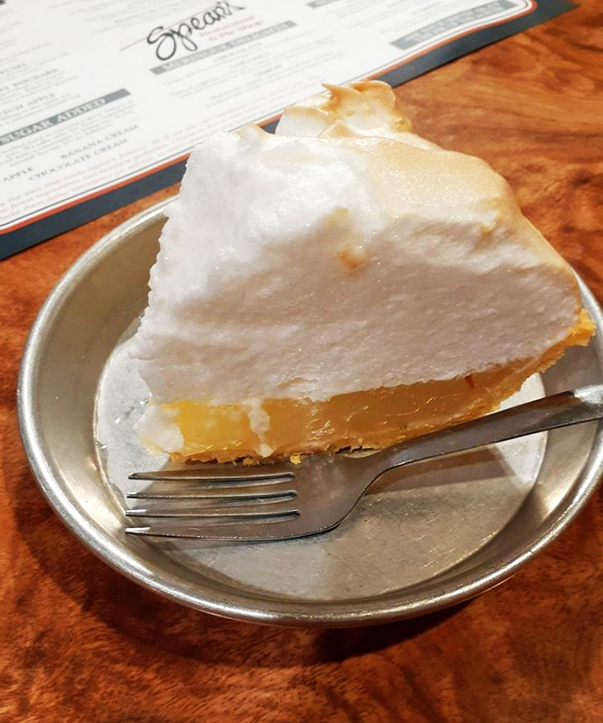 Lemon meringue pie with peaks so perfect they'd make the Rocky Mountains jealous and filling that finds the sweet-tart golden ratio.