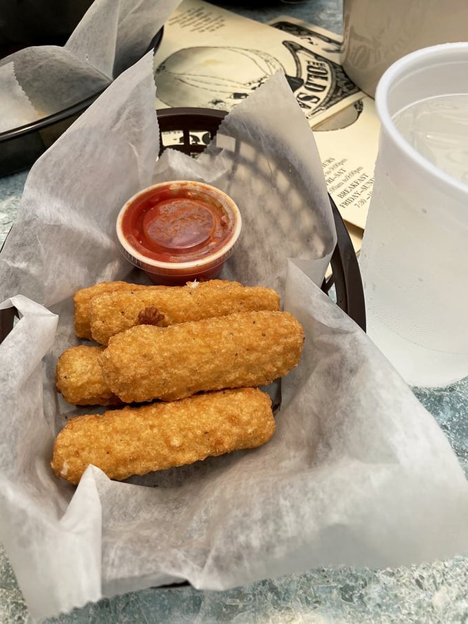 Mozzarella sticks: proof that sometimes the simplest pleasures are the most satisfying. Crispy outside, melty inside, happiness all around.