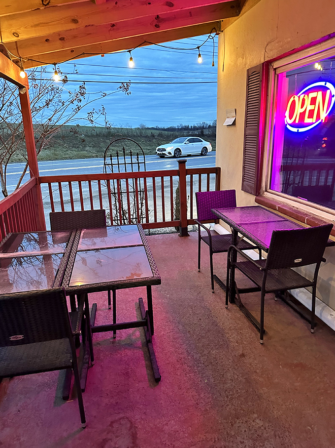 The outdoor patio offers that magical twilight dining experience where string lights, fresh air, and the promise of a great meal create memories that last longer than the food itself.