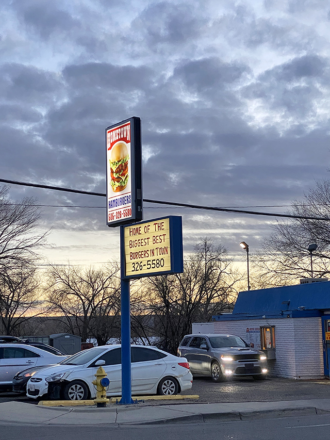 As dusk settles over Farmington, the Hometown Hamburgers sign glows like a beacon, guiding burger enthusiasts home.