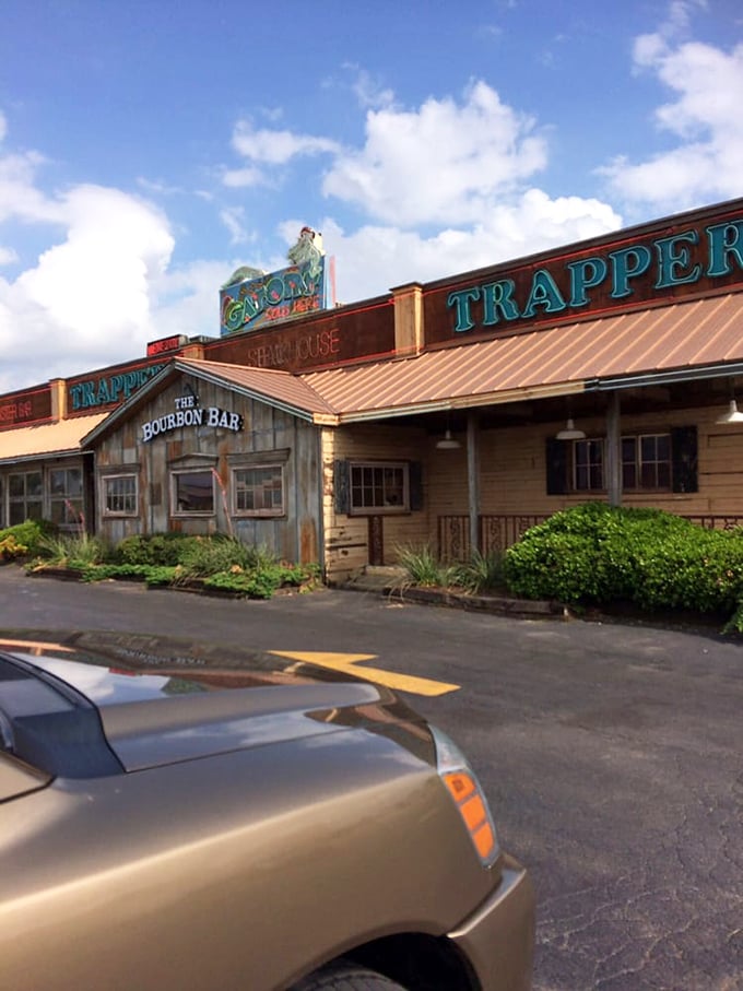 From this angle, you can almost imagine you're pulling up to a secret fishing camp that just happens to serve restaurant-quality seafood.