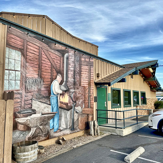 The mural outside tells stories of California's past while you create new memories inside. Art that whets the appetite for history and dinner.