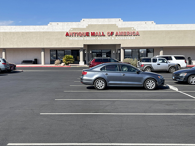 The unassuming parking lot gives no hint of the wonderland within. Like a speakeasy for vintage lovers, only those in the know recognize this as the gateway to treasure hunting.