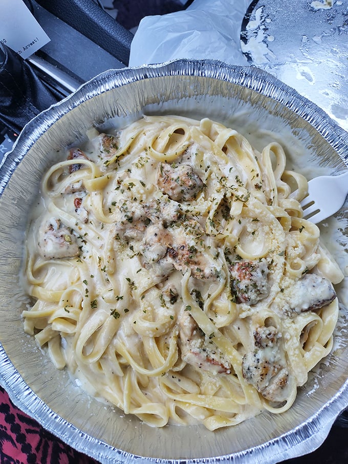 Fettuccine Alfredo with chunks of chicken that didn't come from a freezer bag. This pasta doesn't just speak Italian; it speaks comfort in any language.