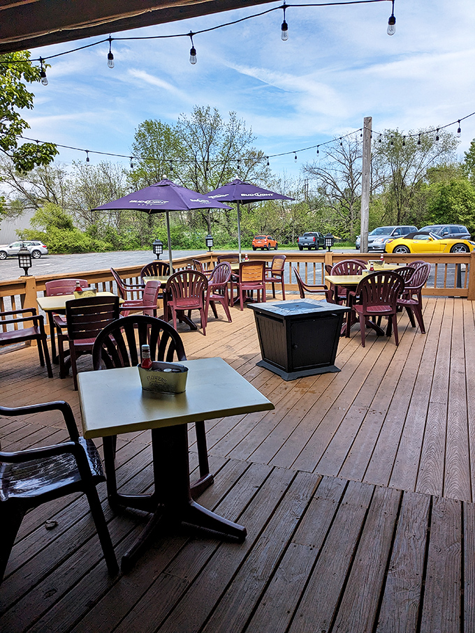 The outdoor patio beckons with string lights and comfortable seating&mdash;perfect for pretending you're dining dockside instead of in Pennsylvania.