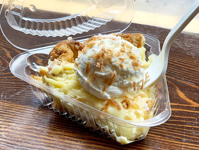 Banana pudding that makes you question why you've wasted time on lesser desserts your entire life. The toasted coconut is just showing off.