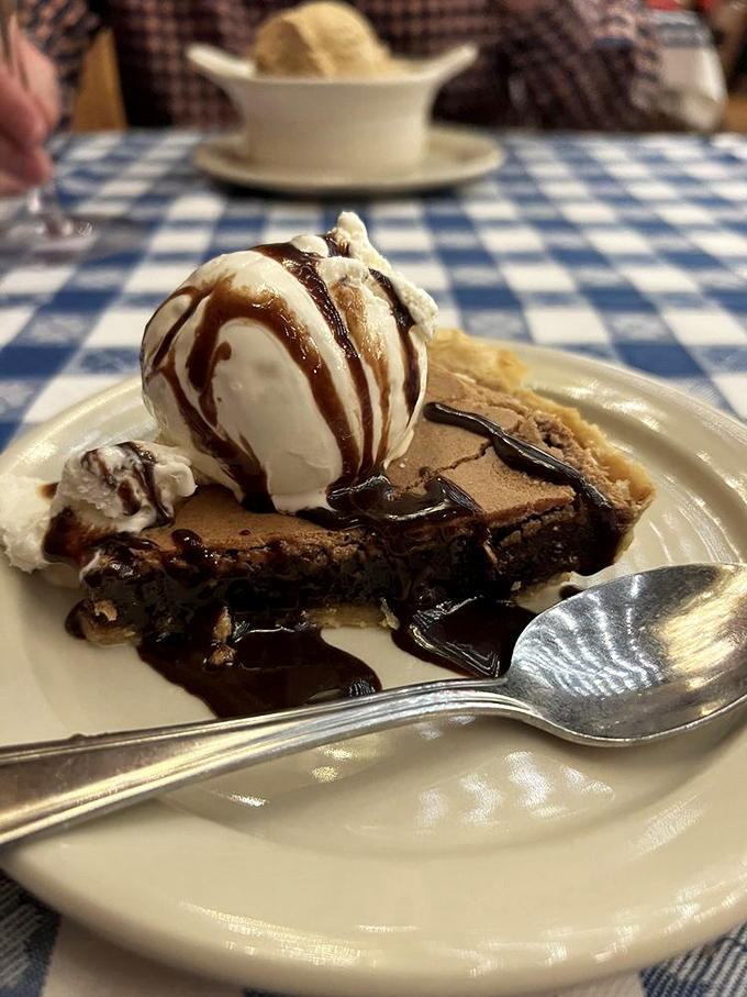 Chocolate pie with ice cream: proof that some relationships&mdash;like chocolate and vanilla&mdash;are simply meant to be. Sweet perfection.