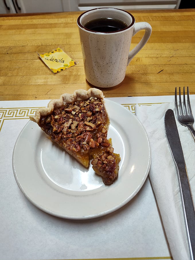 A slice of pecan pie and coffee&mdash;the classic diner epilogue that makes you contemplate ordering a second slice.