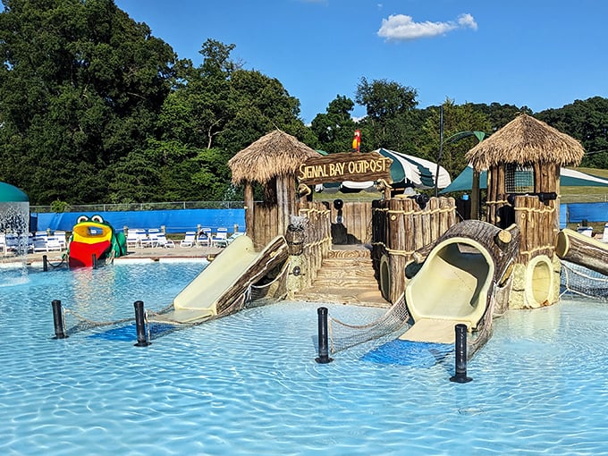 The Signal Bay Outpost stands ready for tiny explorers&mdash;like a movie set for "Pirates of the Kiddie Pool: The Search for Sunscreen."