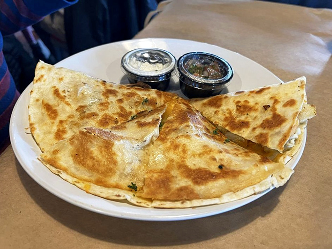 A seafood quesadilla that bridges cultures deliciously. Proof that sometimes the best traditions are the ones we create ourselves.