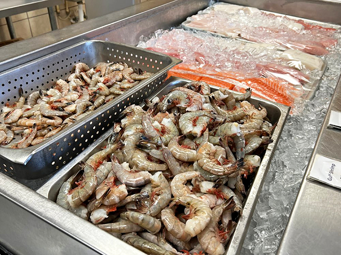Fresh shrimp on ice&mdash;the ocean's candy waiting to be transformed into something that will haunt your food dreams for weeks.