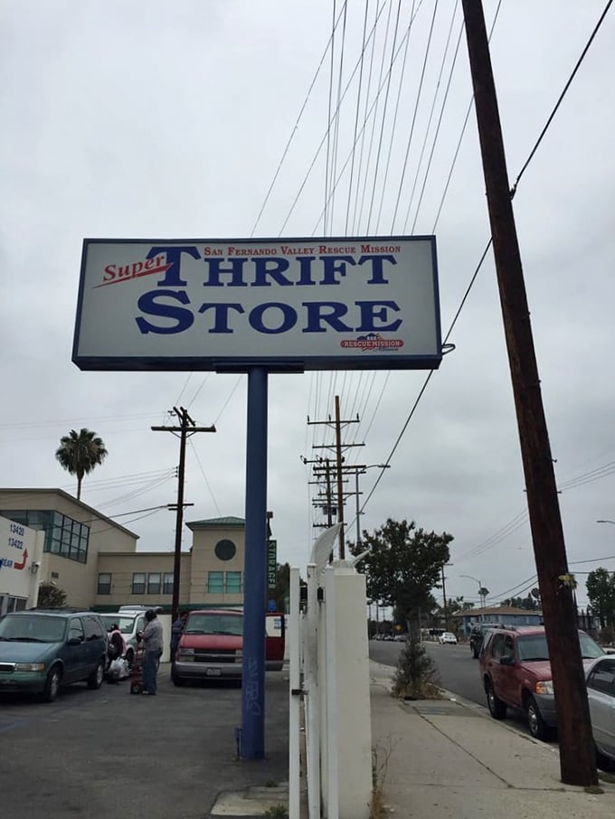 The iconic sign stands tall against the California sky, a beacon for bargain hunters and treasure seekers throughout the San Fernando Valley.