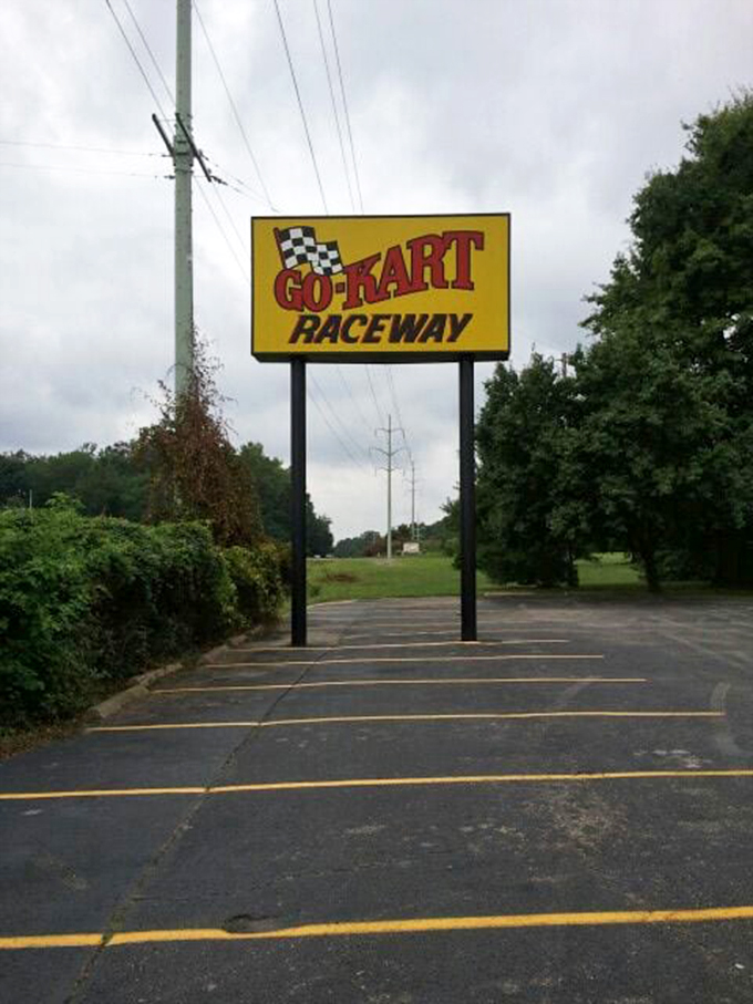 The beacon that's launched a thousand racing dreams. This unassuming sign has witnessed more impromptu victory celebrations than anyone can count.