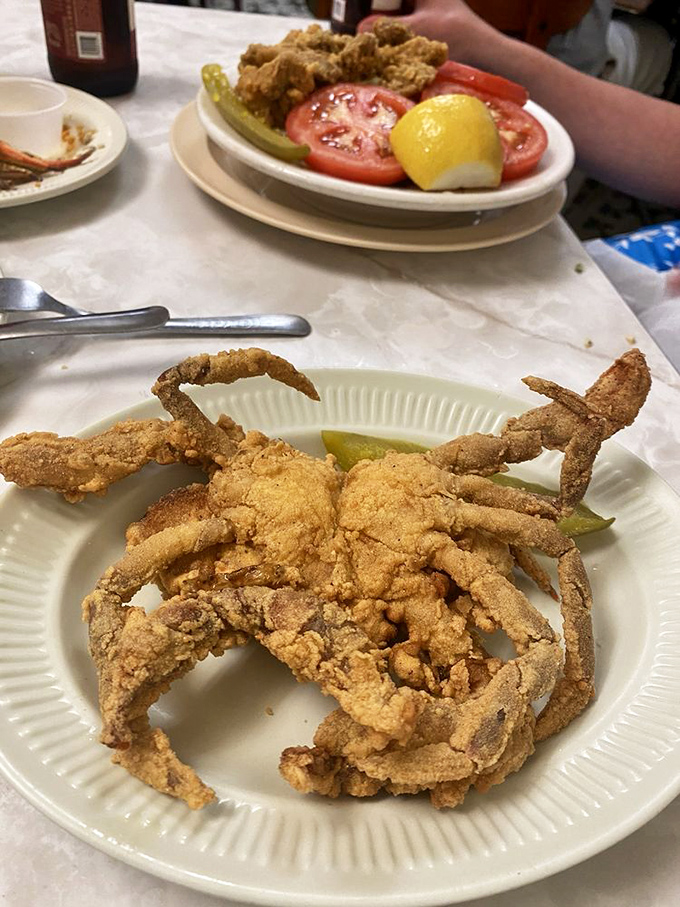 This soft-shell crab didn't sacrifice itself in vain&mdash;perfectly fried with its legs reaching outward as if saying "You're welcome for being delicious."