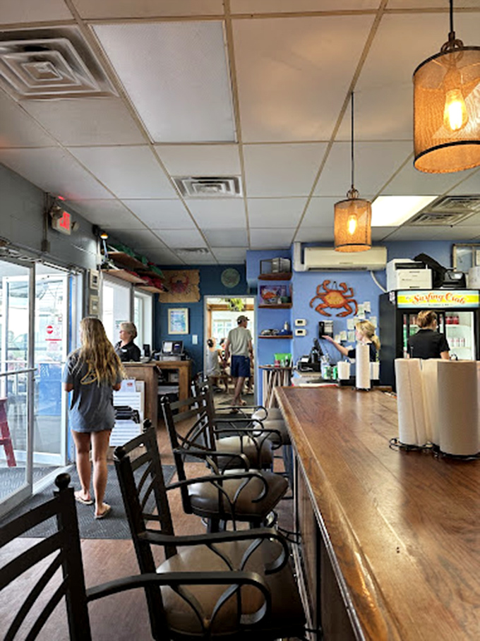 The bar awaits the day's pilgrims&mdash;those wise souls who understand that seafood without beer is like a beach without water.