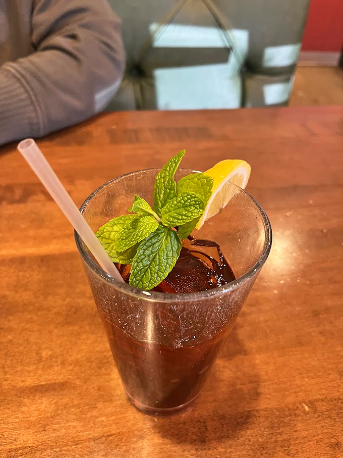 Sweet tea garnished with fresh mint and lemon &ndash; the unofficial wine pairing of barbecue country. Refreshing enough to justify another helping of brisket.