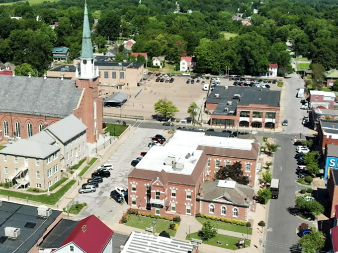 From above, Ste. Genevieve reveals itself as a perfect patchwork of history, community, and small-town charm nestled among the green hills of Missouri.