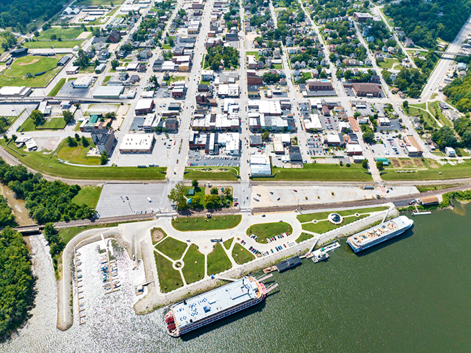 From above, Hannibal reveals its perfect placement along the mighty Mississippi&mdash;a town that grew from the river and continues to embrace its flowing companion.