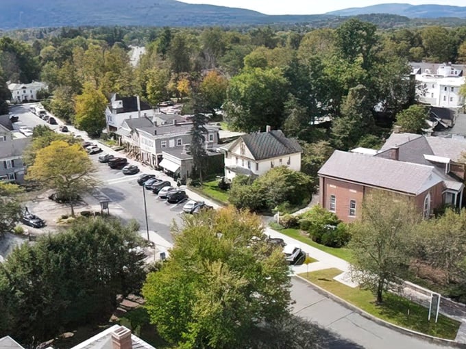 From above, Stockbridge reveals its perfect nestling among the Berkshires, like a town that found exactly where it belongs.