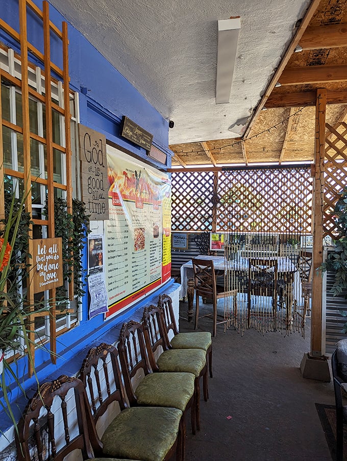 The waiting area isn't just functional &ndash; it's a gallery of inspirational quotes reminding you that good food is worth the wait.