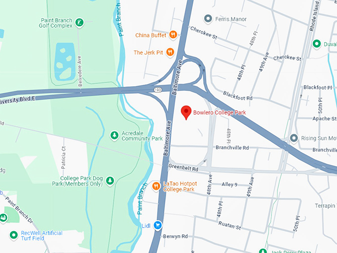 16 bowlero college park map