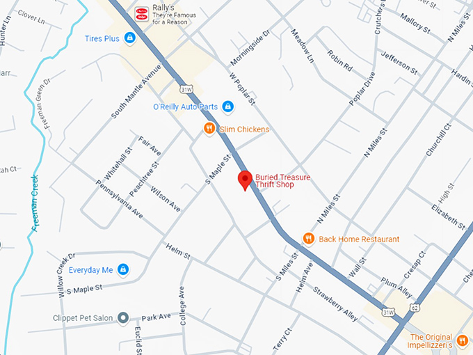 16 buried treasure thrift shop map