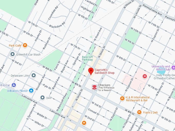 16 capriotti's sandwich shop map