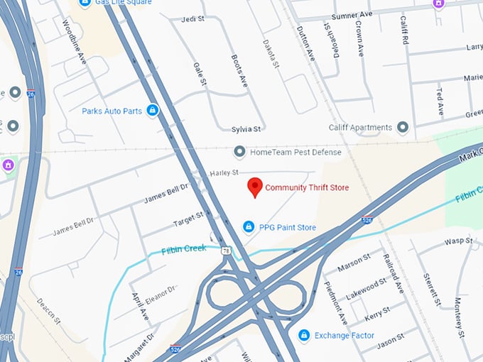 16 community thrift store map