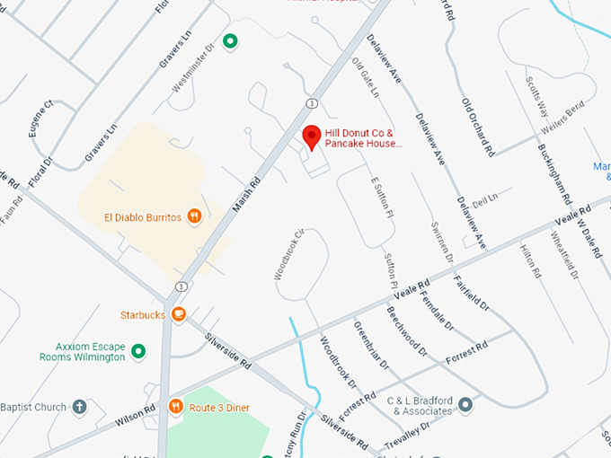 16 hill donut co & pancake house map