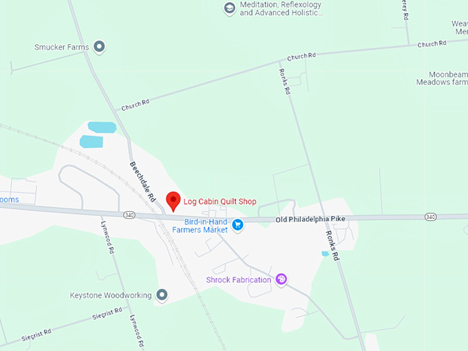 16 log cabin quilt shop map