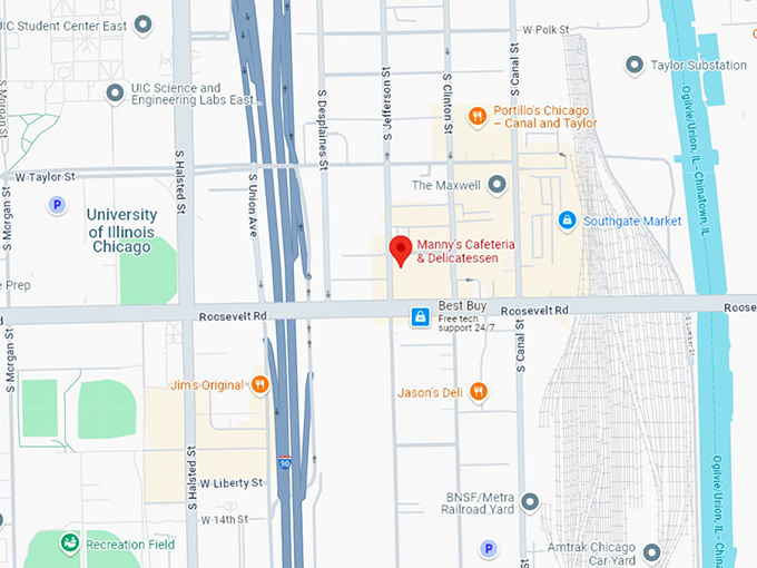 16 manny's cafeteria & delicatessen map