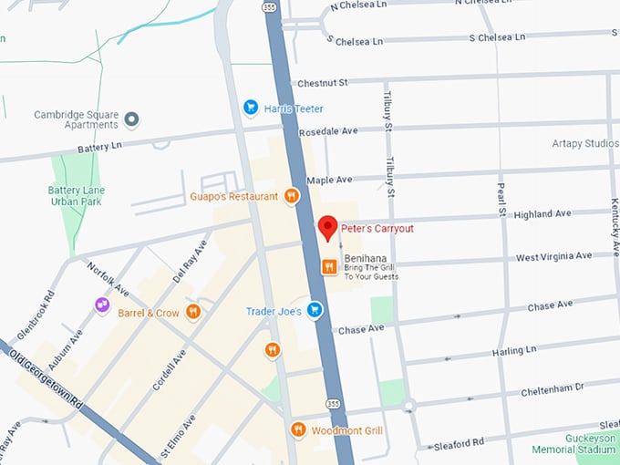 16 peter's carryout map