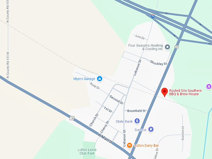 16 rusted silo southern bbq & brew house map