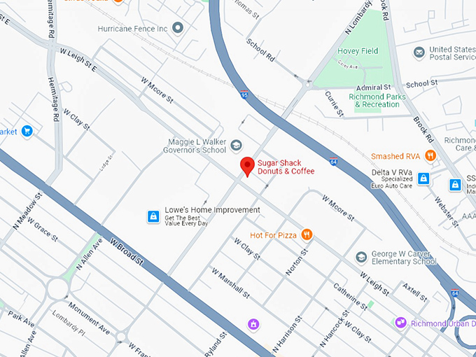 16 sugar shack donuts & coffee map